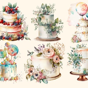Cake Clipart Watercolor Png, A Wedding Cake Digital Print, Illustration ...