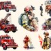 Firefighters Clipart Watercolor Illustration Set Stickers - Etsy