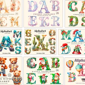 Alphabet Clipart Big Bundle Watercolor, Letters and Numbers Digital ...