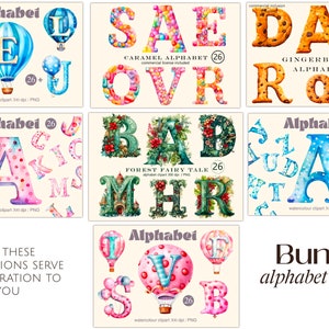 Alphabet Clipart Big Bundle Watercolor, Letters and Numbers Digital ...