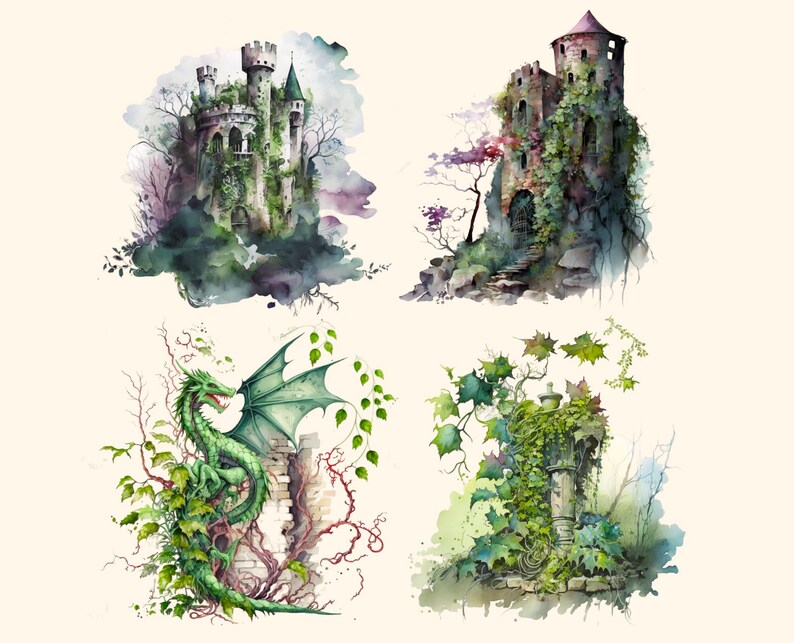Fairy Castles Clipart Watercolor Princess Castle Digital - Etsy