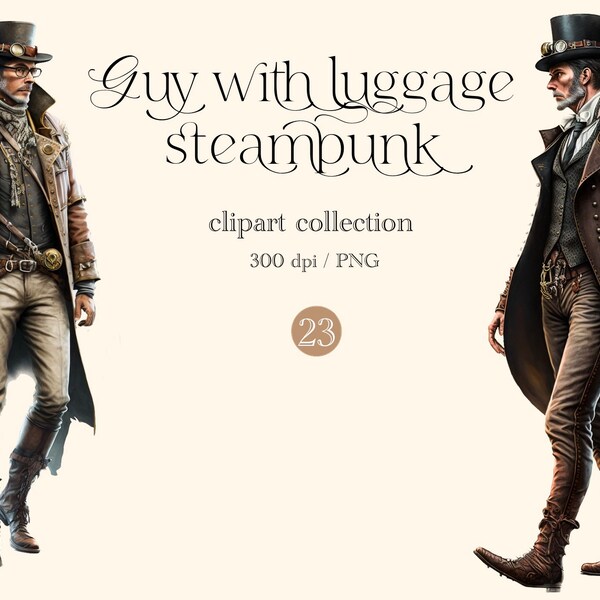 Steampunk Men Clipart - Etsy