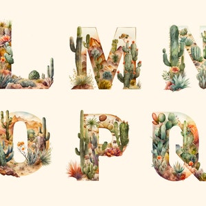 Alphabet Desert Style Watercolor Png, 26 Floral Letters, Baby Room ...