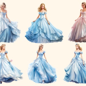 Princess in a Blue Ball Gown, Victorian Girl Watercolor Clipart, New ...