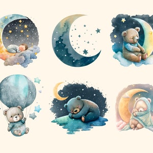 Sweet Dreams Baby, Watercolor Clipart, Newborn Children PNG, Girl ...