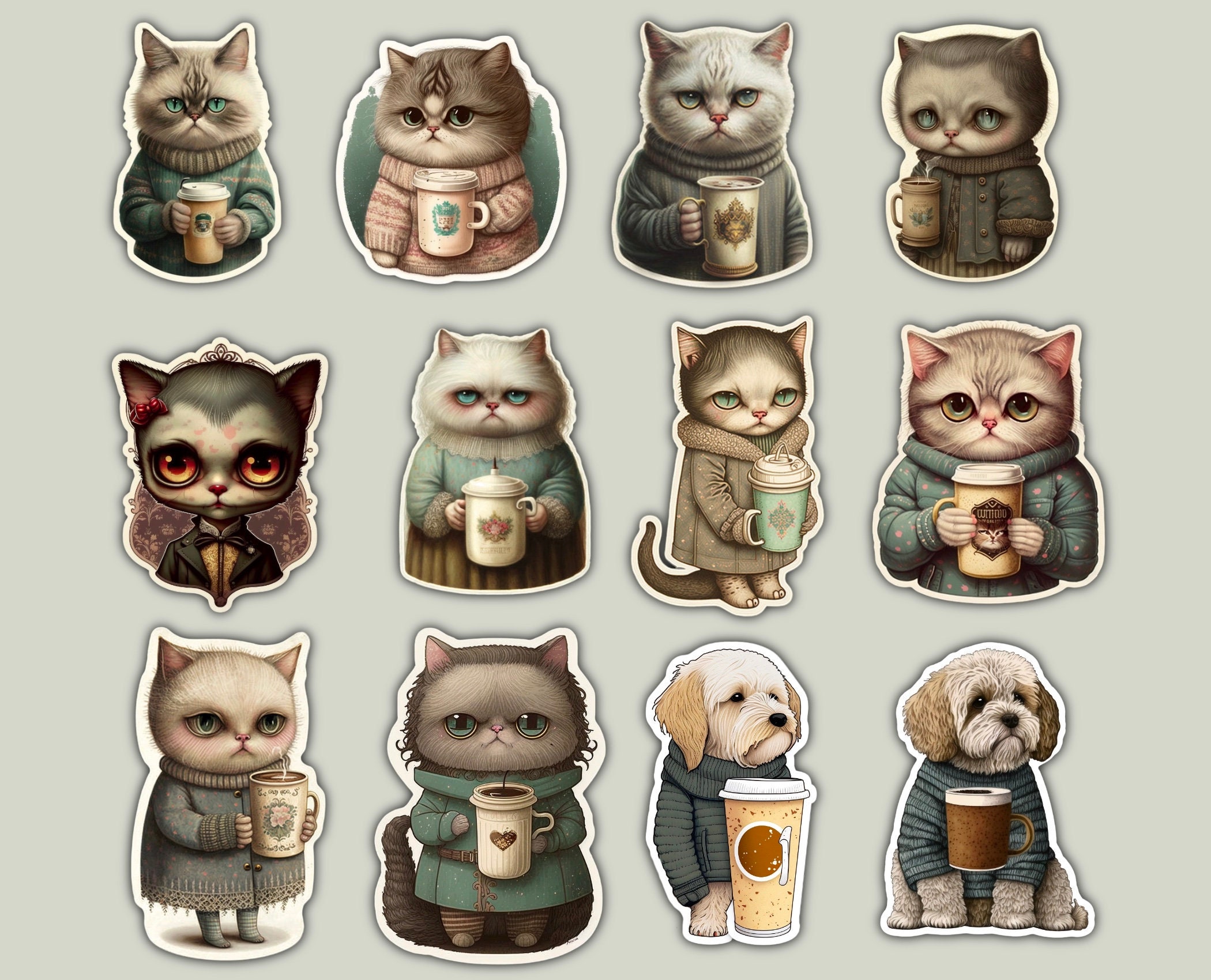 Strange Cats Sticker Pack Printable PNG Stickersgoodnotes - Etsy