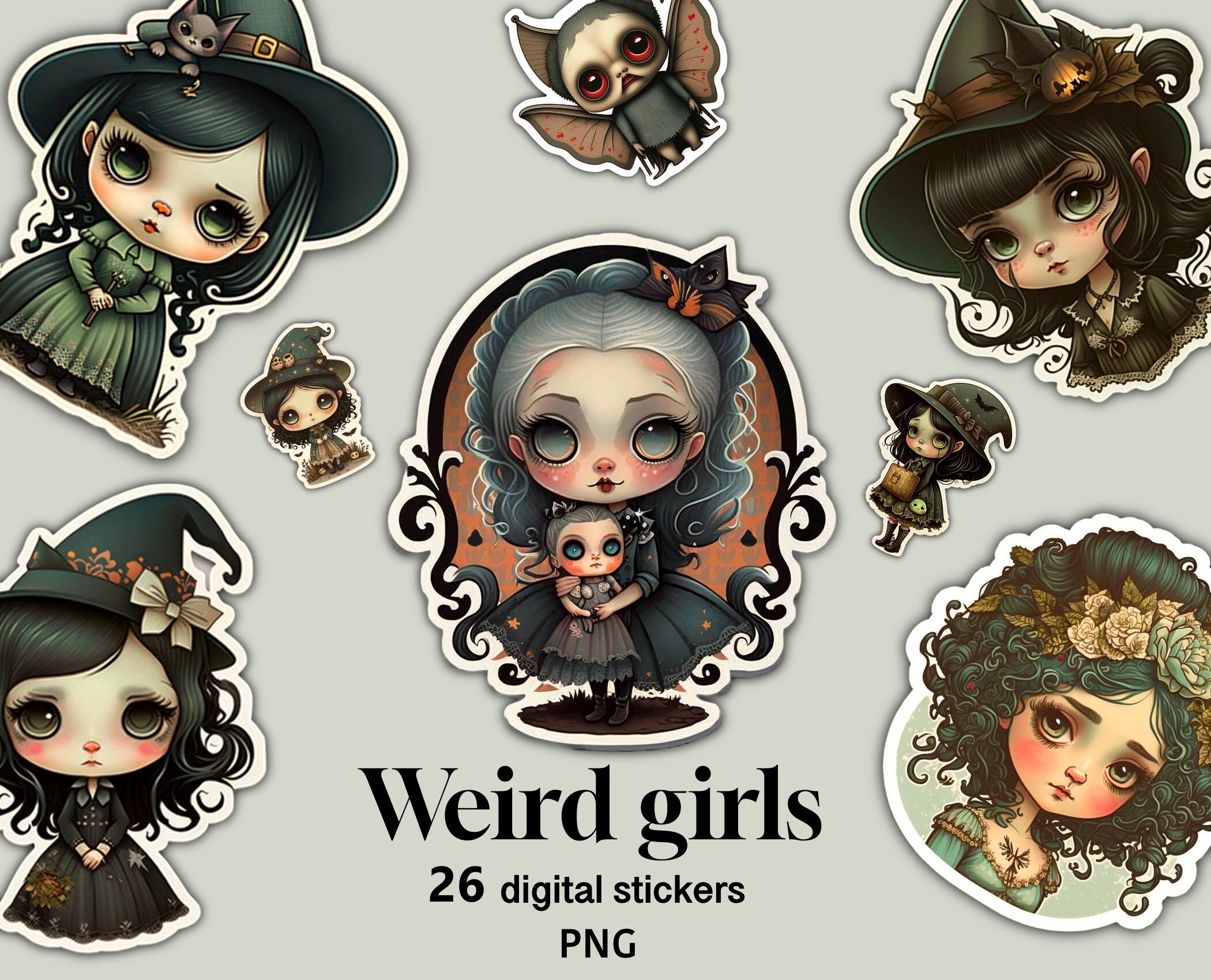 Weird Girsl Sticker Pack Printable PNG Stickers - Etsy
