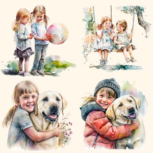 Children, Best Friends Watercolor Clipart Png, Cute Friends Digital ...
