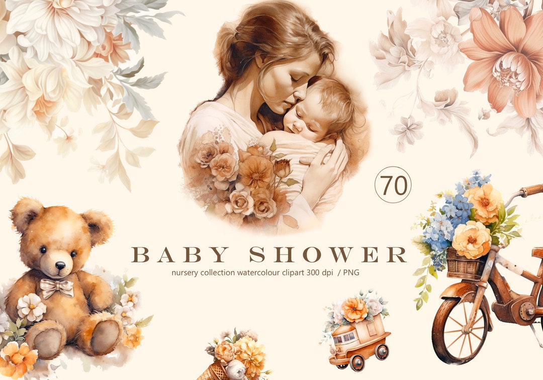 Baby Shower, Watercolor Clipart, Newborn Children PNG, Boy, Girl ...