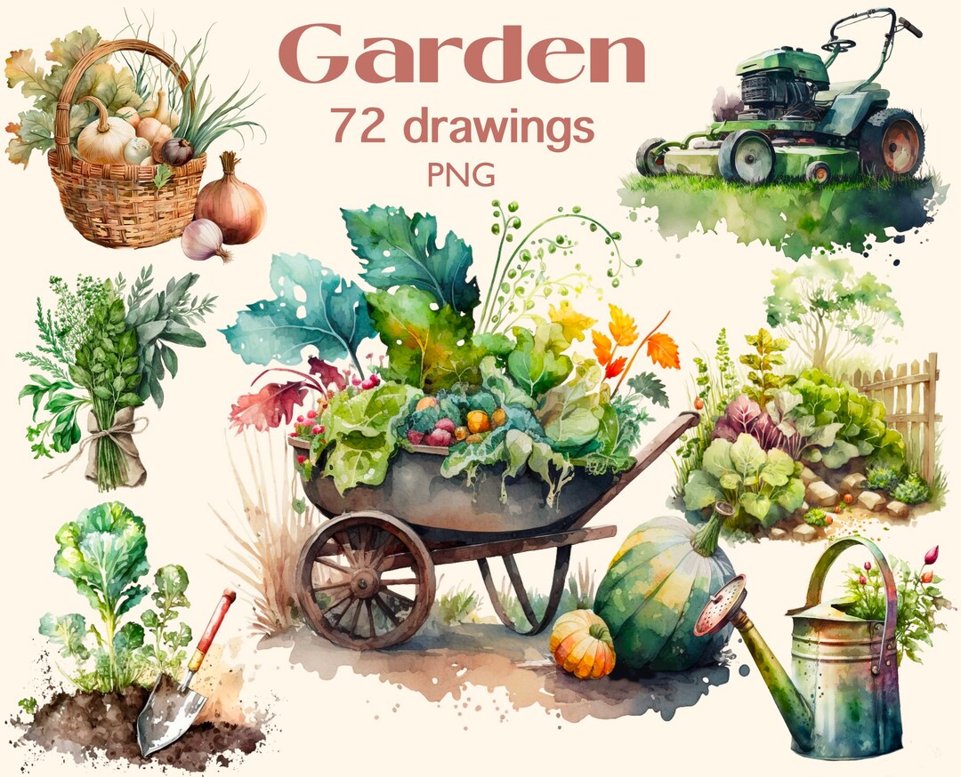 Garden, Farm Clipart Sublimation Download Watercolor, Digital Print ...