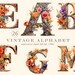 Vintage Alphabet Watercolor Png 26 Floral Letters Clipart - Etsy