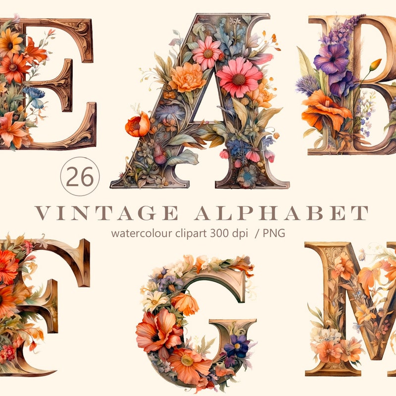 Floral Letters - Etsy