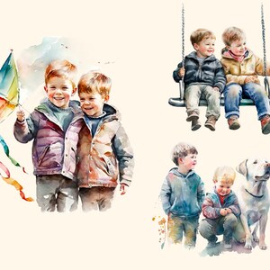 Children Best Friends Watercolor Clipart Png, Cute Friends Digital ...