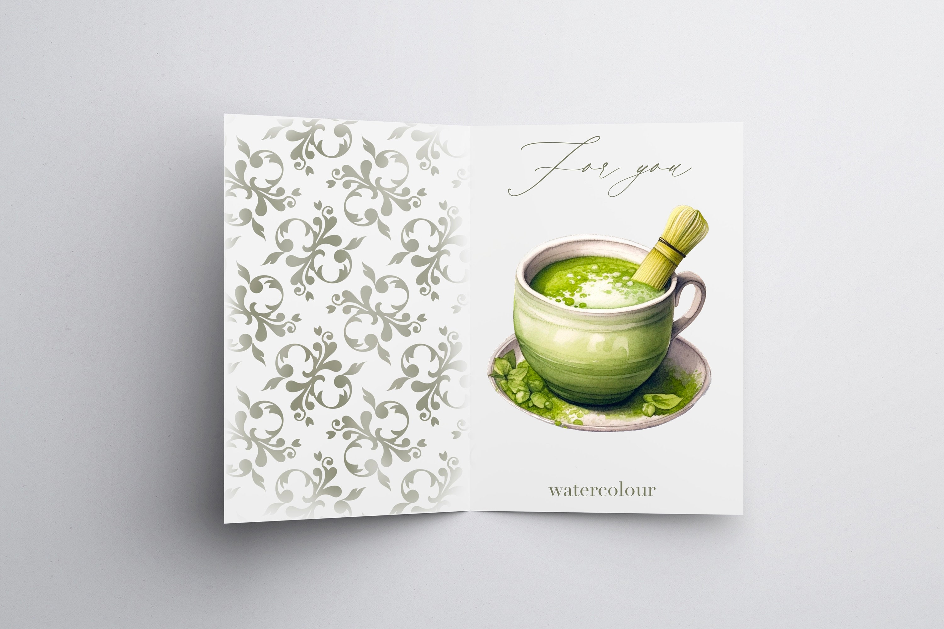 Matcha Green Tea Watercolor Clipart Png Menu for the - Etsy
