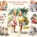 Children Best Friends Watercolor Clipart Png Cute Friends - Etsy