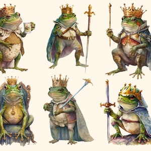 Fairytale Frogs Clipart Watercolour, Victorian Frog Digital Print, King ...