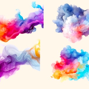 Colored Smoke Clipart Watercolor Png, Cute Alcohol Ink Digital Print ...