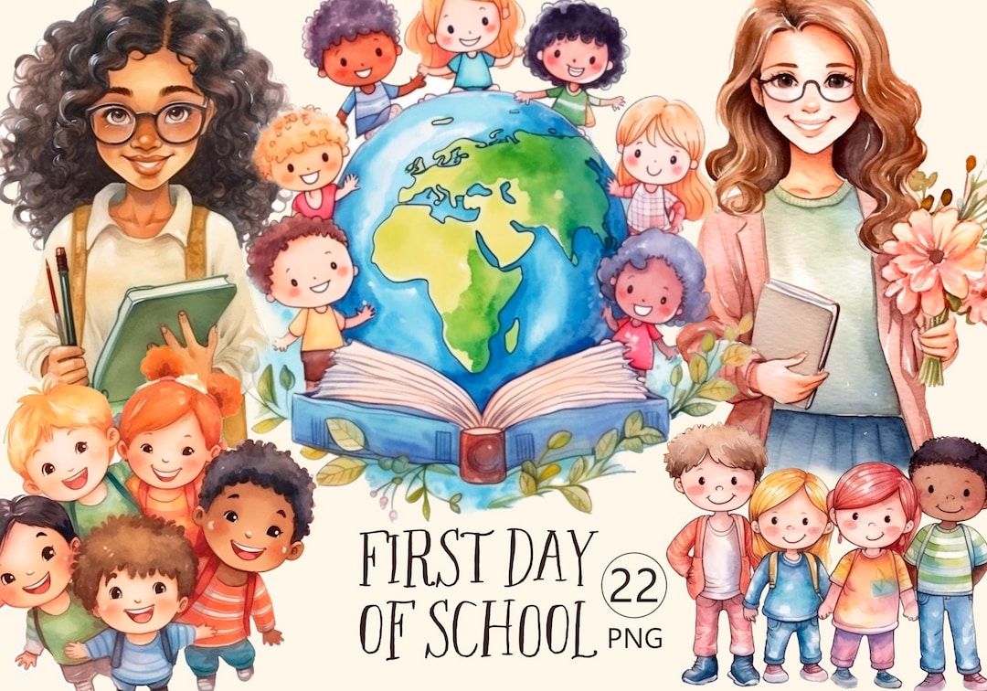 First Day of School, Favorite Teacher Watercolor Clipart Png, Knowledge ...
