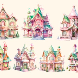 Christmas Houses, Christmas Toys, Balls Watercolour Clipart, Holiday ...