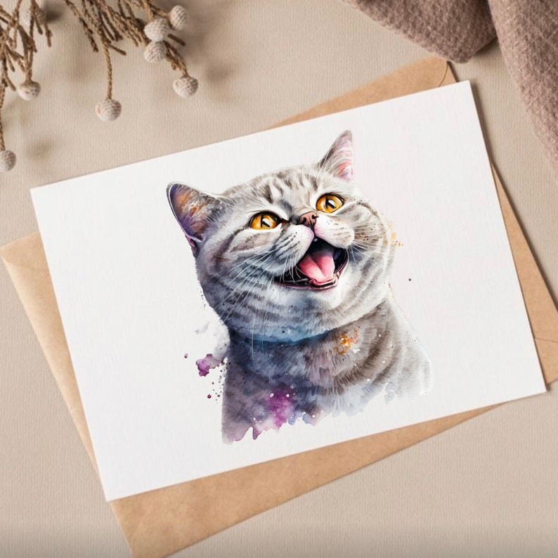 British Cat Clipart Watercolor Png Cute Cat Digital Print - Etsy