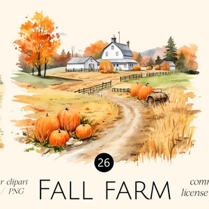Fall Farm, Autumn Watercolor Clipart Png, Fall Has Come, Autumn Bouquet ...