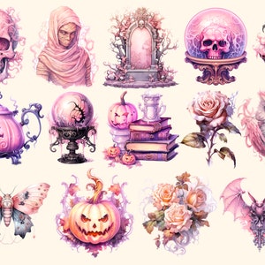 Pink Halloween, Spirit Clipart Watercolor Png, Vampires, Creepy Ghosts ...
