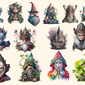 Forest Gnomes Clipart Watercolor Png, Clipart, Occult Illustration Set ...