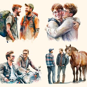 Guys, Best Friends Watercolor Clipart Png, Cute Friends Digital Print ...