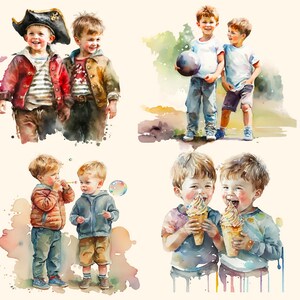 Children Best Friends Watercolor Clipart Png, Cute Friends Digital ...