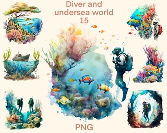 Sea Coral Reef Watercolor Clipart Undersea World Beach - Etsy