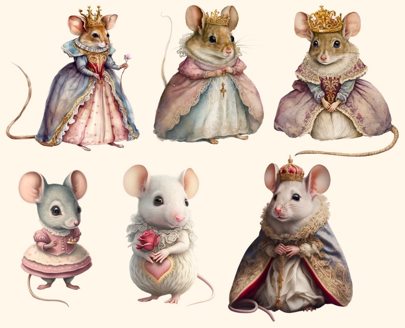 Fairytale Mouse Clipart Watercolour Victorian Mousе Digital - Etsy