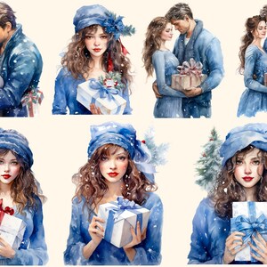 Romantic Christmas, Holiday Watercolor Clipart, Valentine's Day ...