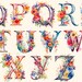 Blooming Alphabet Watercolor Png, 26 Floral Letters Clipart, Digital ...