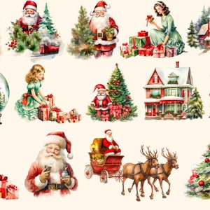 Christmas Holiday Watercolour Clipart, Vintage Posters, Holiday ...