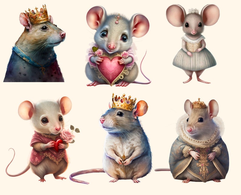 Fairytale Mouse Clipart Watercolour Victorian Mousе Digital - Etsy