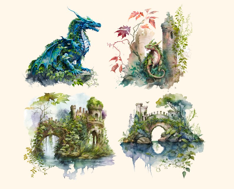 Fairy Castles Clipart Watercolor Princess Castle Digital - Etsy