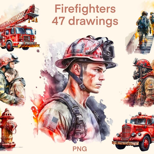 Firefighter Clipart - Etsy