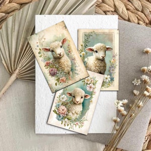 Sheep, Digital Cards, Journal Cards, Vintage Postcards Print, Digital ...