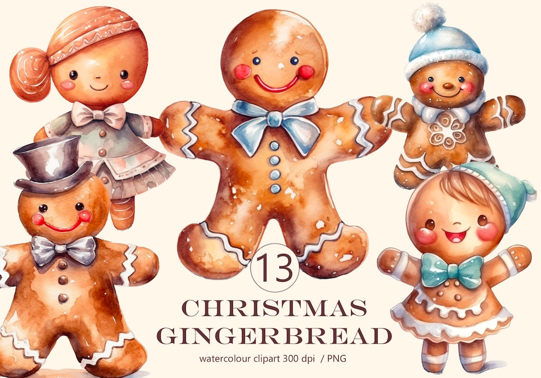 Christmas Gingerbread Watercolour Clipart, New Year, Holiday, Winter ...