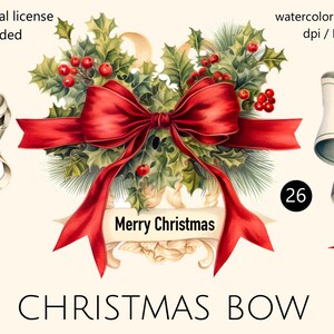 Christmas Bow, Fairy Tale Christmas Watercolour Clipart, New Year ...
