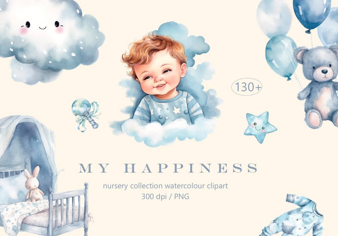 Baby Boy, Watercolor Clipart, Newborn Children PNG, Boy, Girl Nursery ...