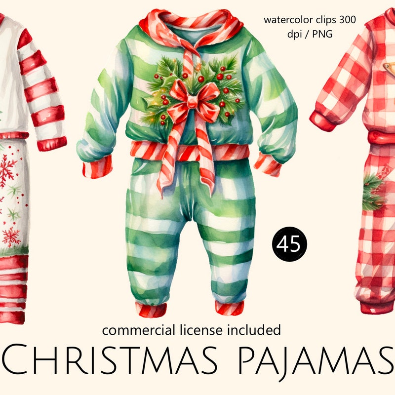 Christmas Pajamas Clipart - Etsy