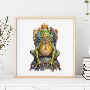 Fairytale Frogs Clipart Watercolour, Victorian Frog Digital Print, King ...