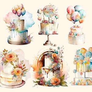 Cake Clipart Watercolor Png, A Wedding Cake Digital Print, Illustration ...