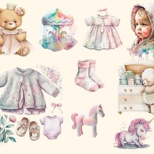 Baby Girl, Watercolor Clipart, Newborn Children PNG, Girl, Nursery ...
