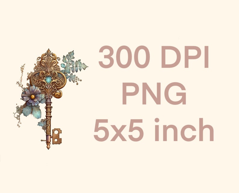 Vintage Key and Lock Clipart Download Png Watercolor Digital - Etsy