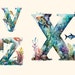 Alphabet Coral Reef, Ocean, Underwater World Watercolor Png, 26 Floral ...