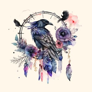 Black Cats and Ravens Clipart Watercolor Png, Cute Digital Print ...