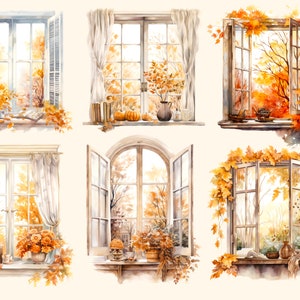 Autumn Windows Watercolor Clipart Png, Autumn Landscape, Fall ...