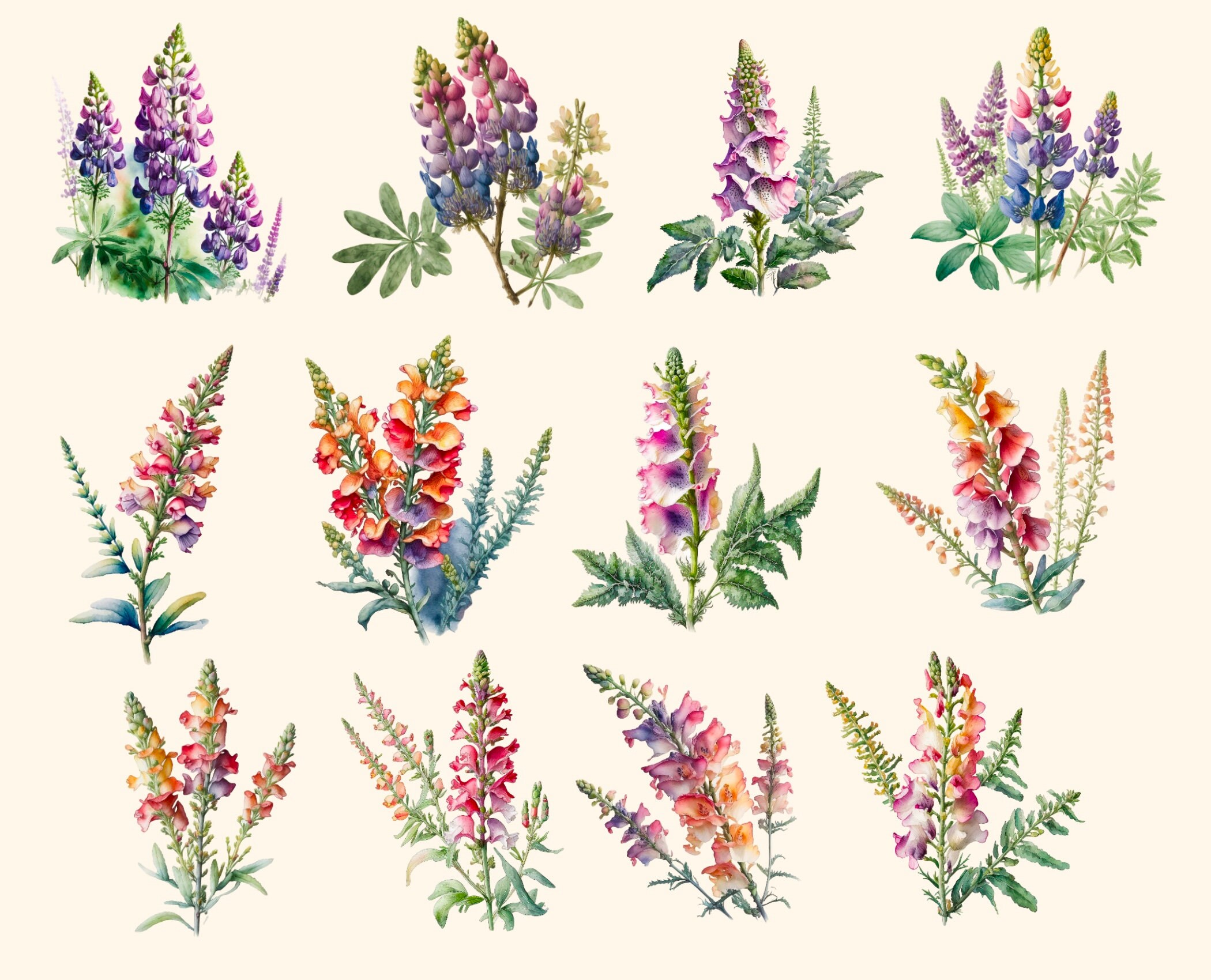 Lupinus Clipart Watercolor Png Flowers Digital Print - Etsy Australia